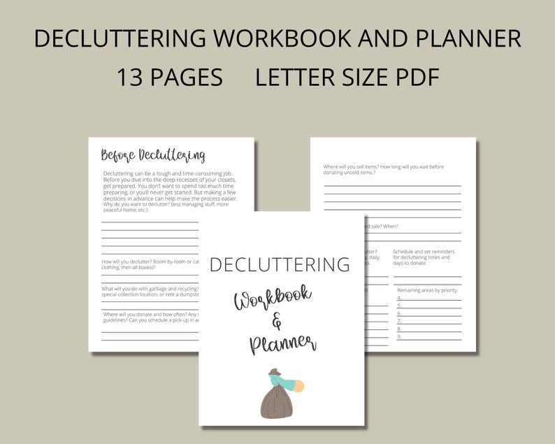 Printable Decluttering and Cleaning Workbook and Planner - Etsy