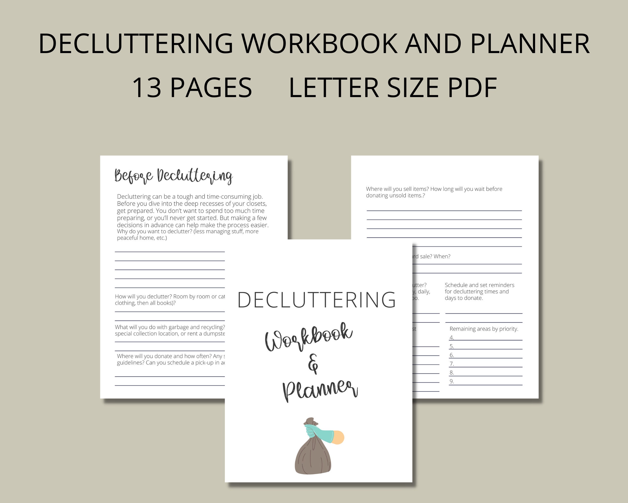 Printable Decluttering and Cleaning Workbook and Planner - Etsy