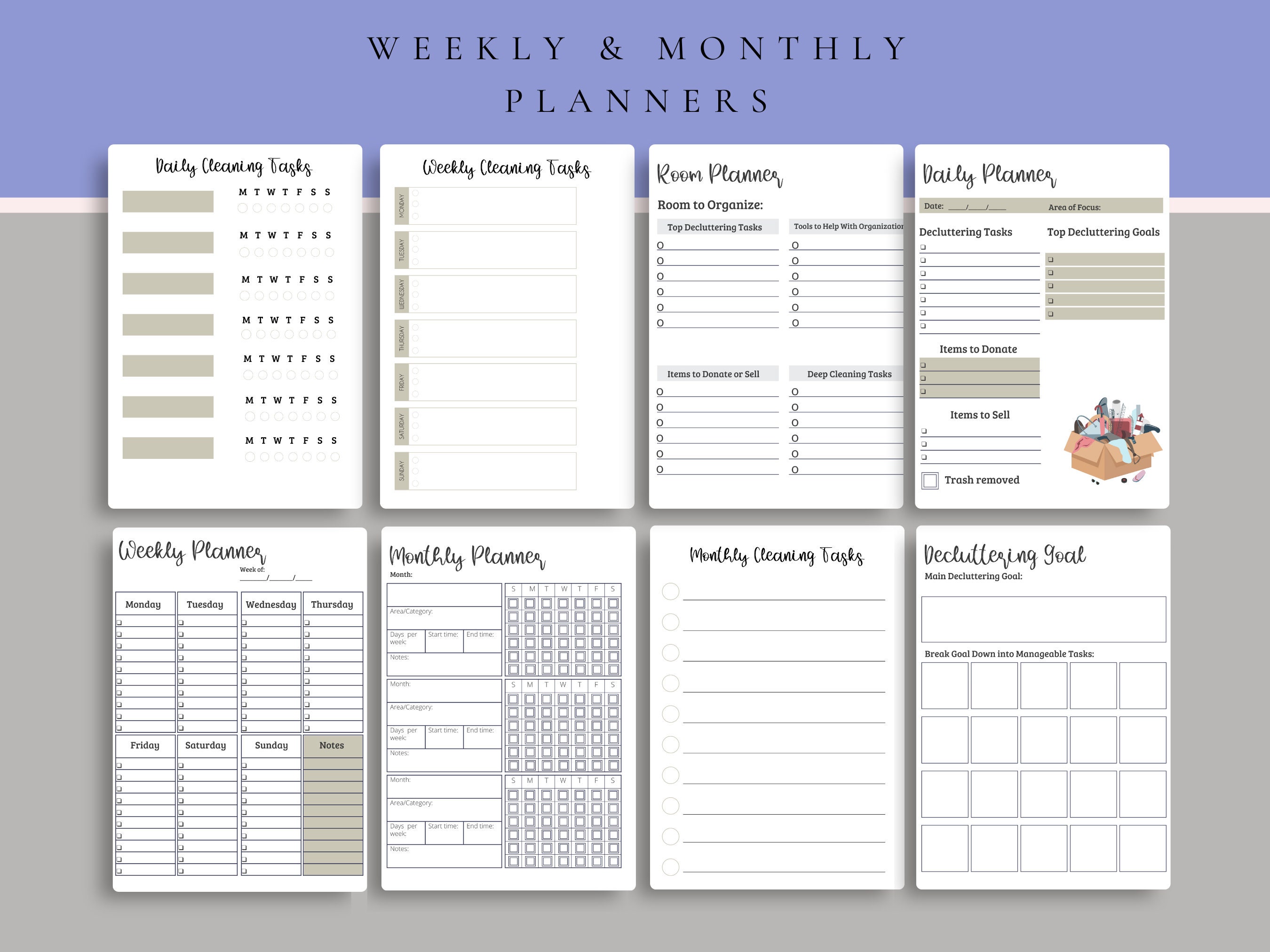 Printable Decluttering and Cleaning Workbook and Planner| Declutter ...