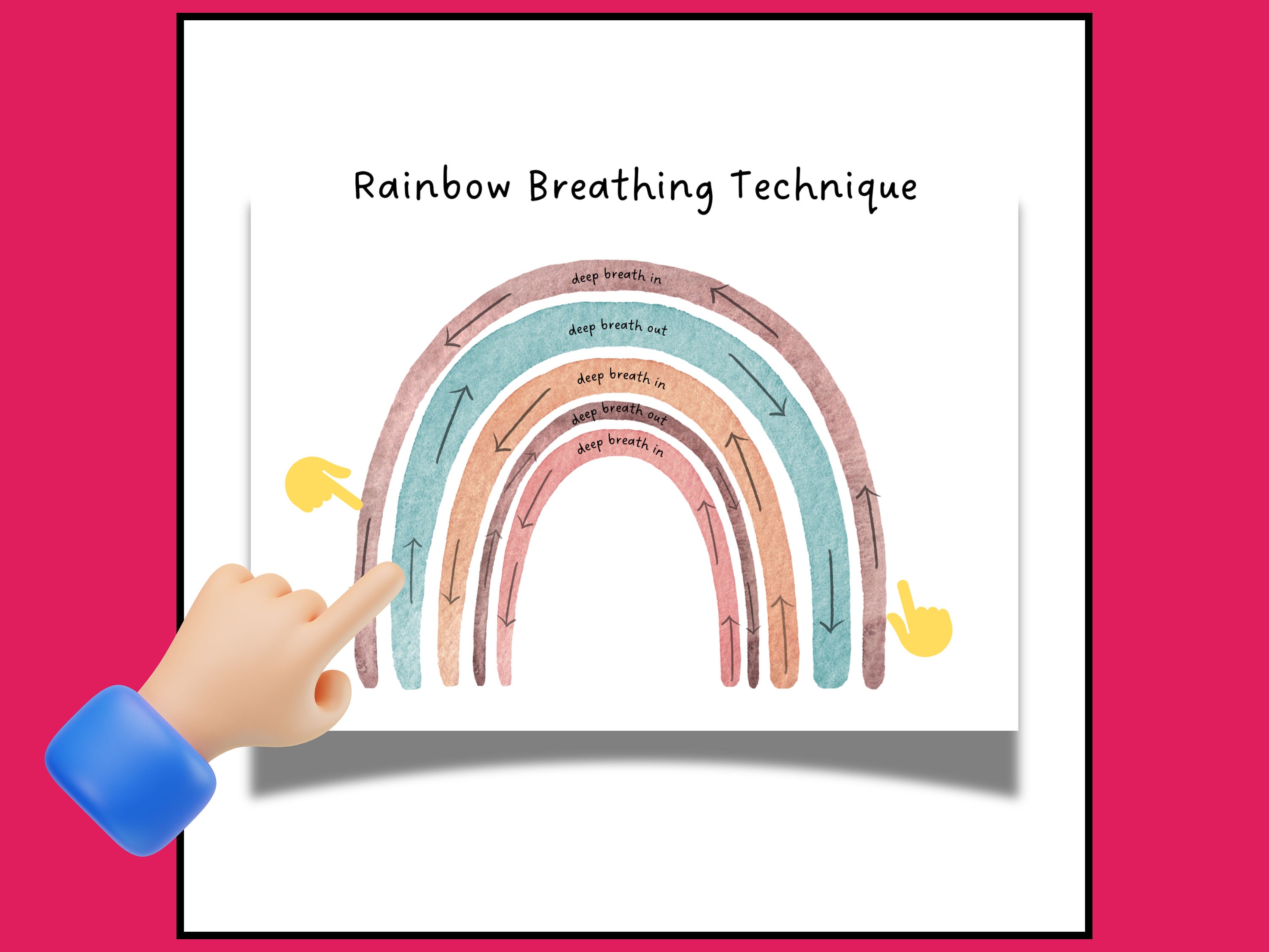 Boho Rainbow Finger Tracing Breathing Exercise Bundle Calm Down Corner ...