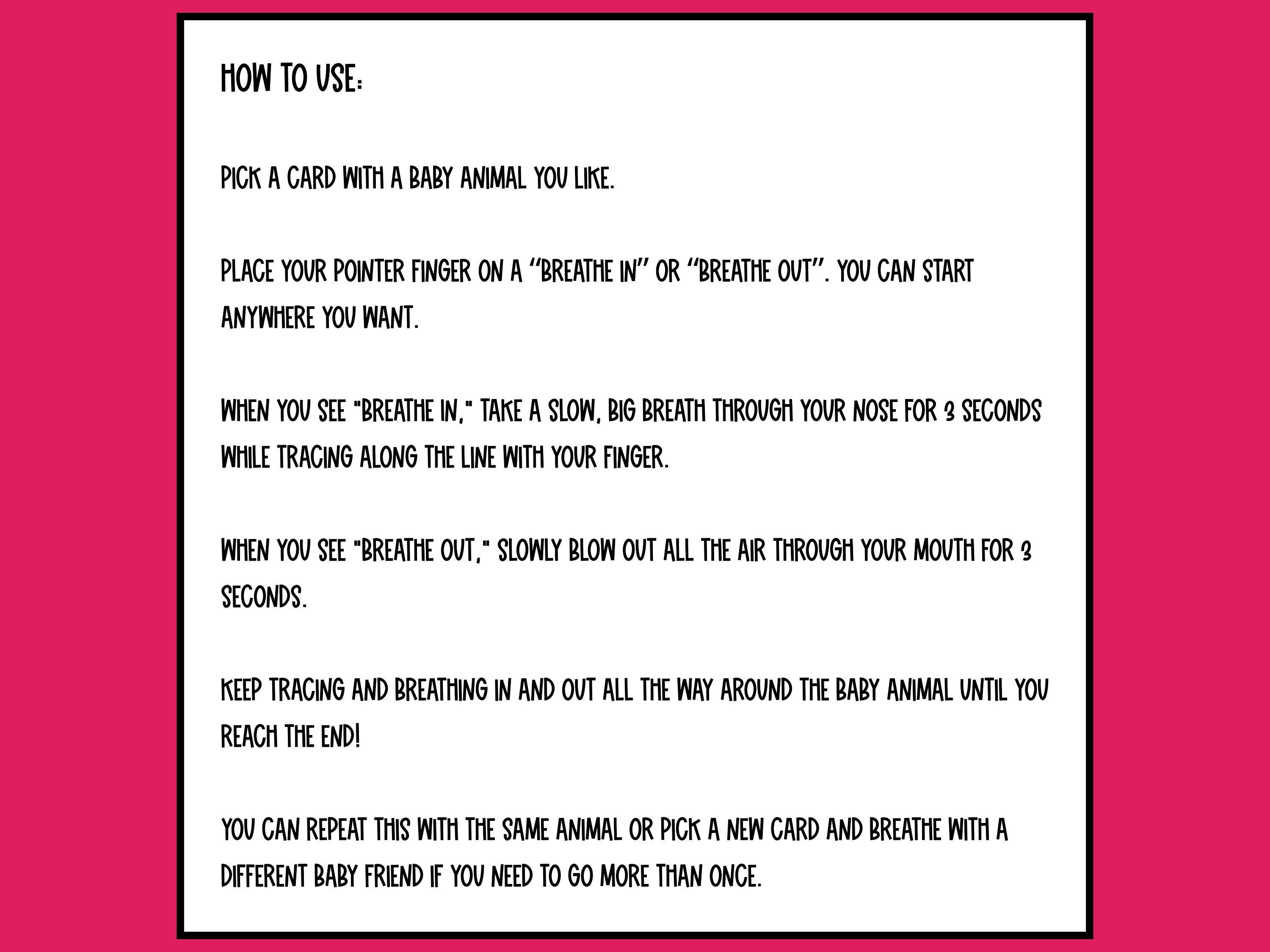 16 Finger Tracing Calm Down Cards | Baby Animal Breathing Cards ...