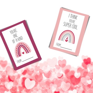 Printable Boho Rainbow Valentine Cards | Kids Valentine Cards | 3x5 ...