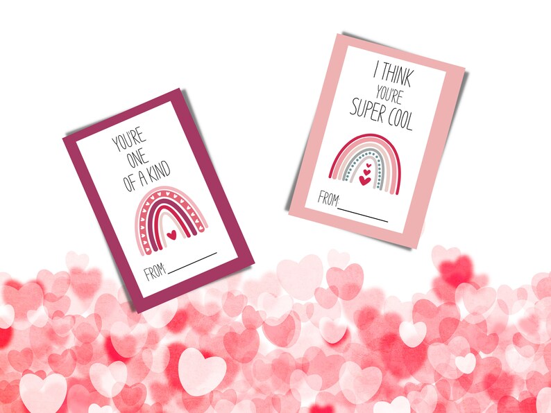 Printable Boho Rainbow Valentine Cards: Kids Gift Tag (digital Download ...