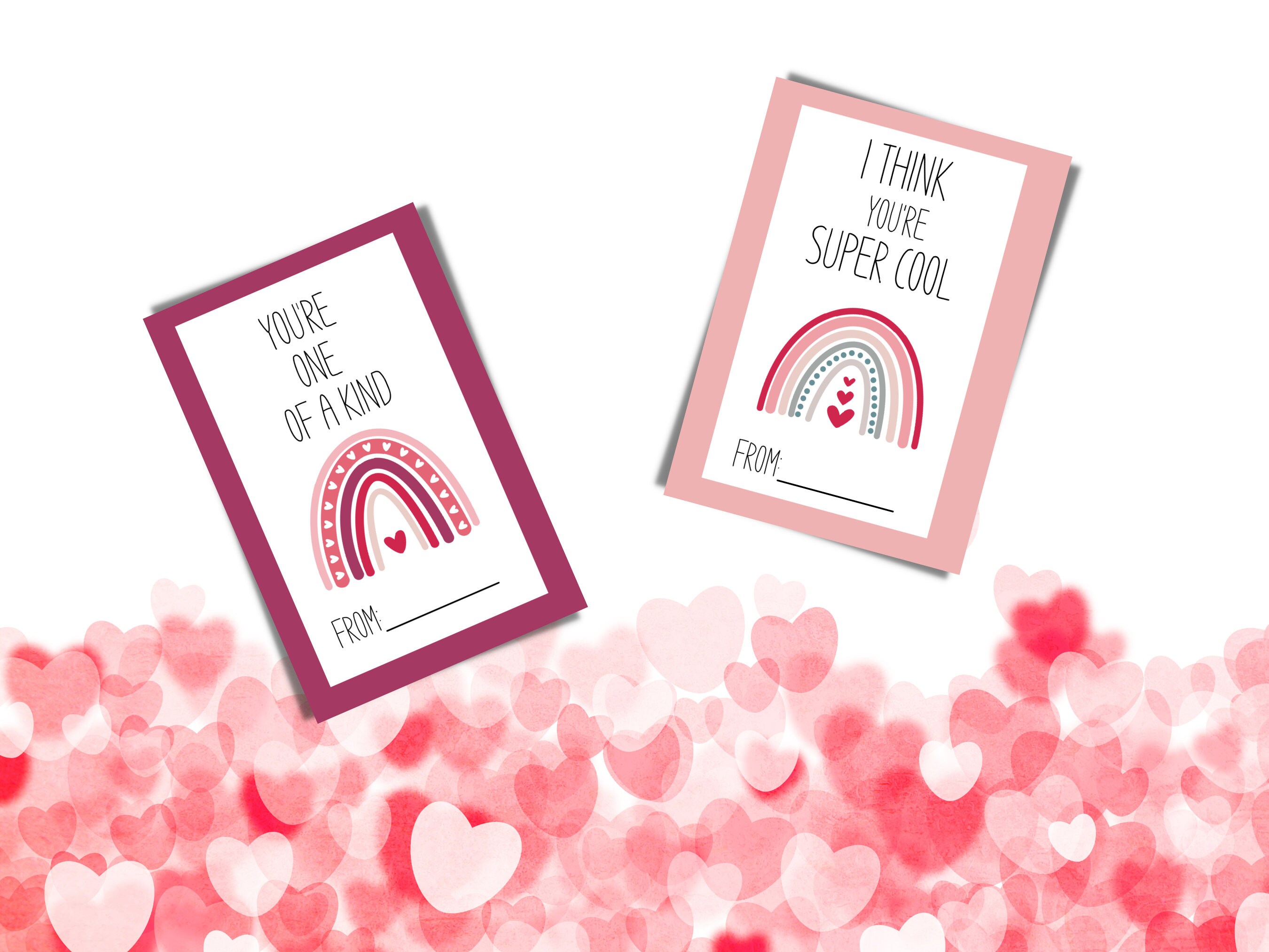 Printable Boho Rainbow Valentine Cards Kids Valentine Cards 3x5 ...