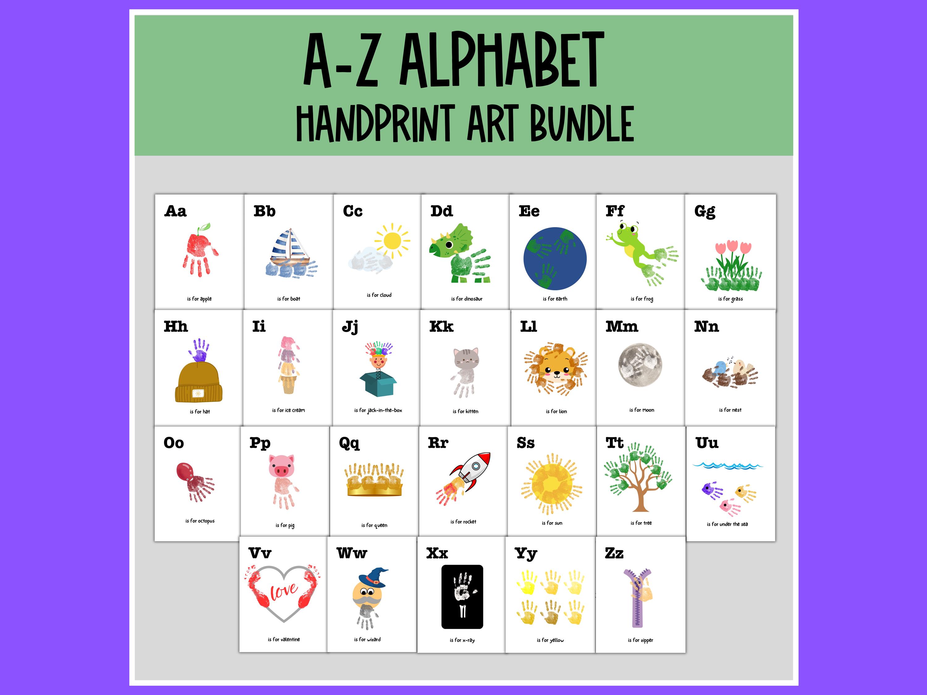 Alphabet Handprint Art Craft Bundle | Handprint Alphabet Book Template ...