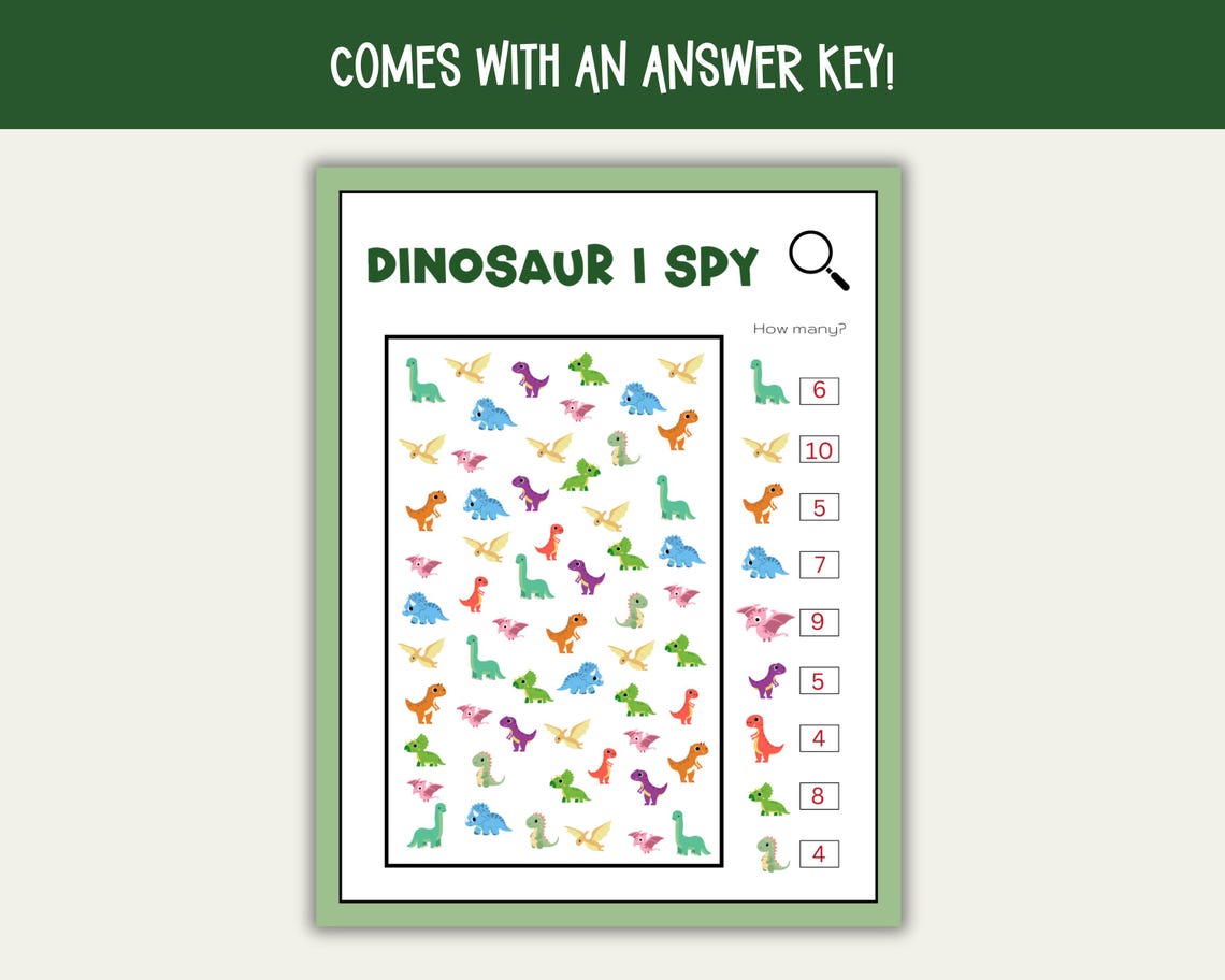 Dinosaur I Spy | Preschool Kindergarten Counting Game | Dinosaur Party ...