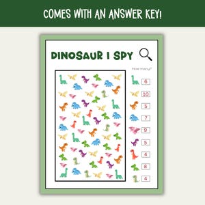 Dinosaur I Spy | Preschool Kindergarten Counting Game | Dinosaur Party ...