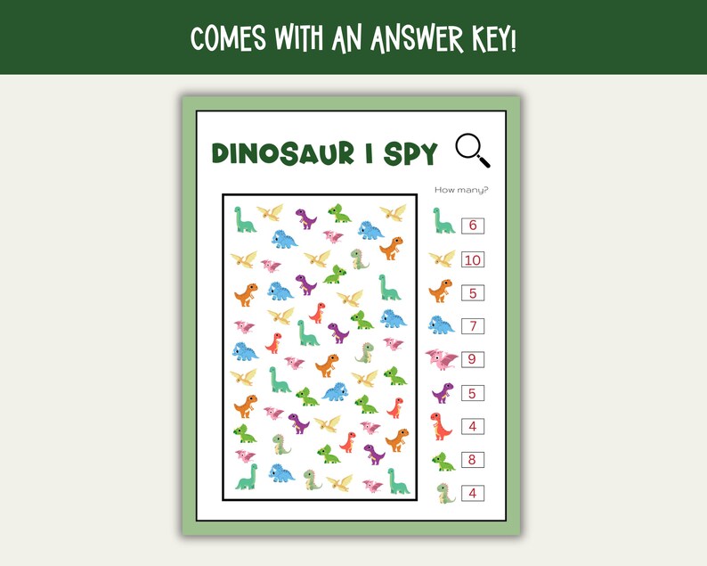Dinosaur I Spy | Preschool Kindergarten Counting Game | Dinosaur Party ...
