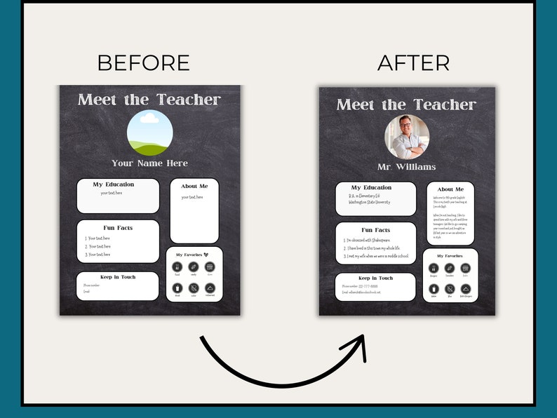 Editable Meet the Teacher Template | Back to School | Chalkboard Theme ...