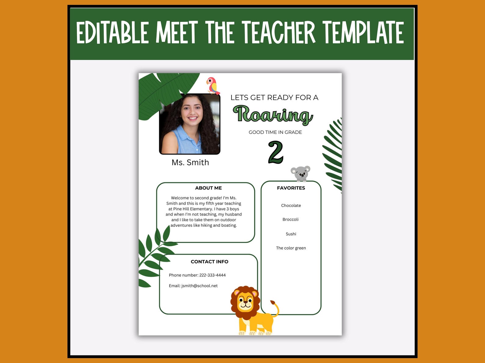 Editable Meet the Teacher Template | Back to School | Jungle Theme ...
