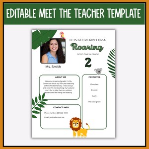 Editable Meet the Teacher Template | Back to School | Jungle Theme ...