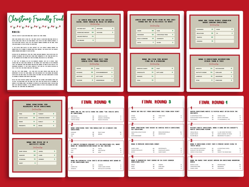 Printable Christmas Friendly Feud Game Holiday Party Game Fun Holiday ...