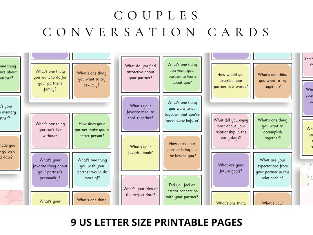Couples Conversation Cards: Intimacy & Connection (printable PDF) - Etsy