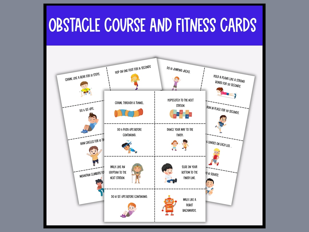 Kids Fitness Cards: Brain Breaks & Obstacle Course Ideas (PDF) - Etsy