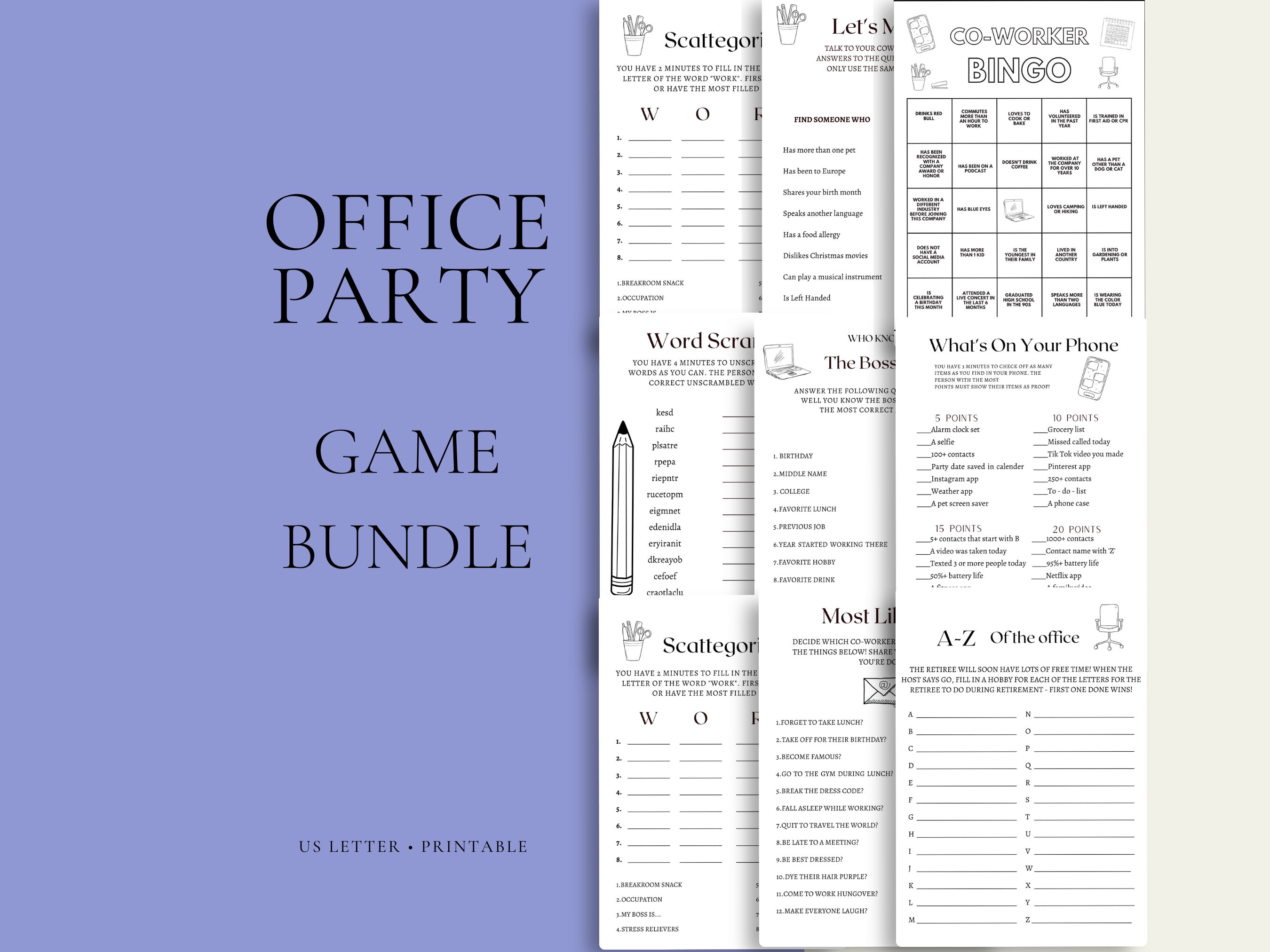 Printable Work Party Games | Ice Breaker Game | Team Building Activity ...