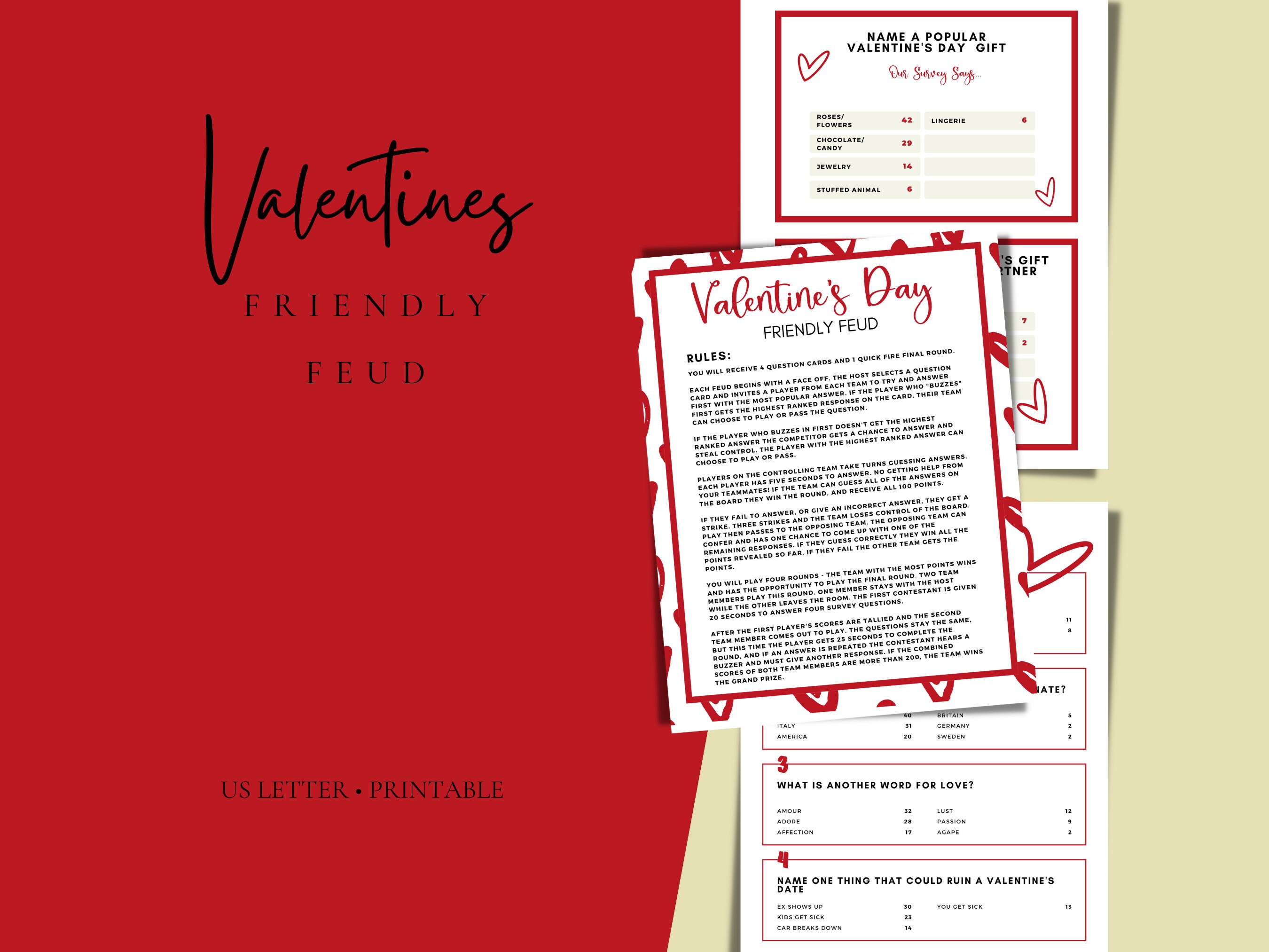 Printable Valentine's Day Friendly Feud Game | Valentine's Family Games ...