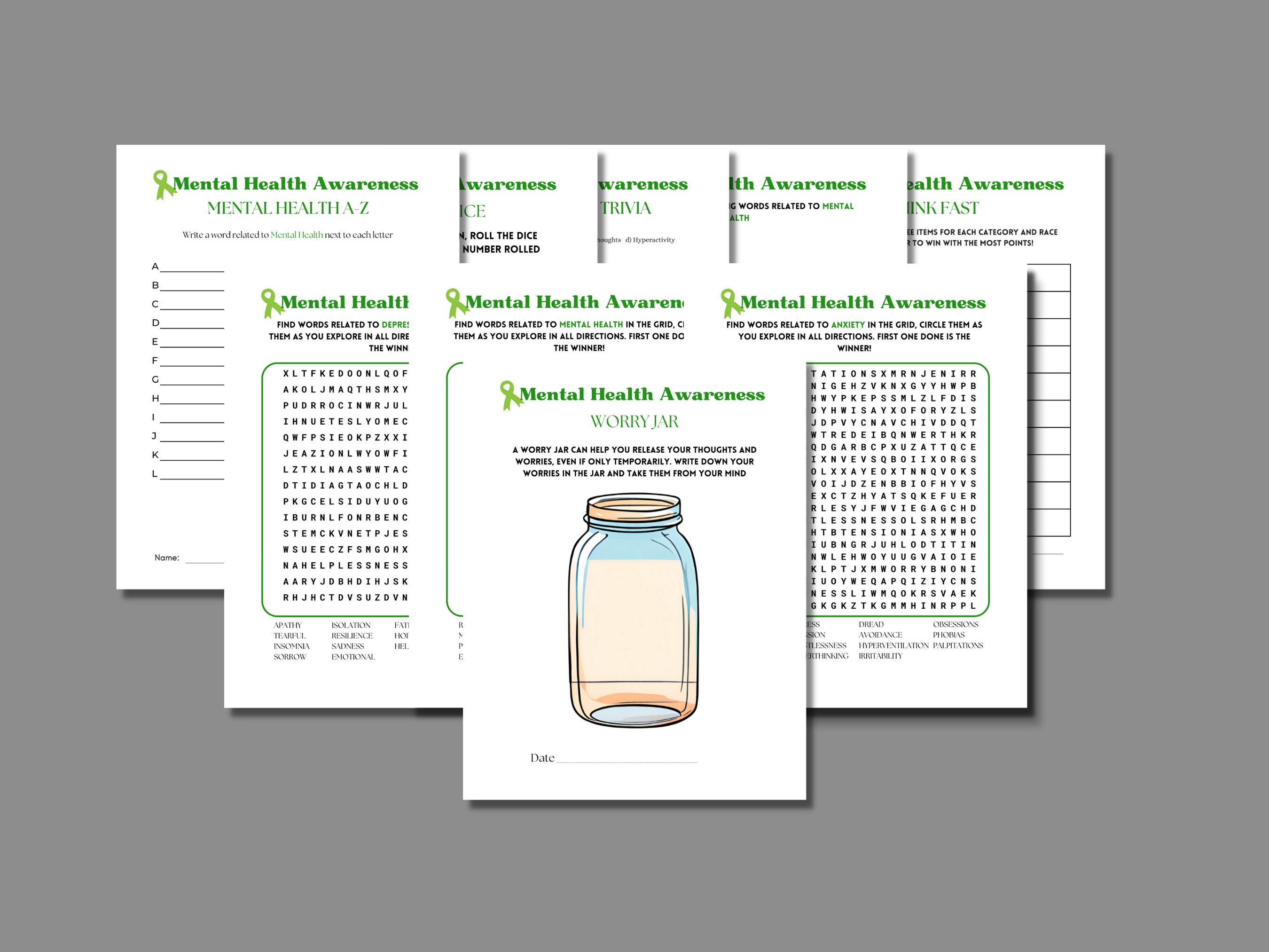 Printable Mental Health Awareness Activities Kit: Counseling Tools ...
