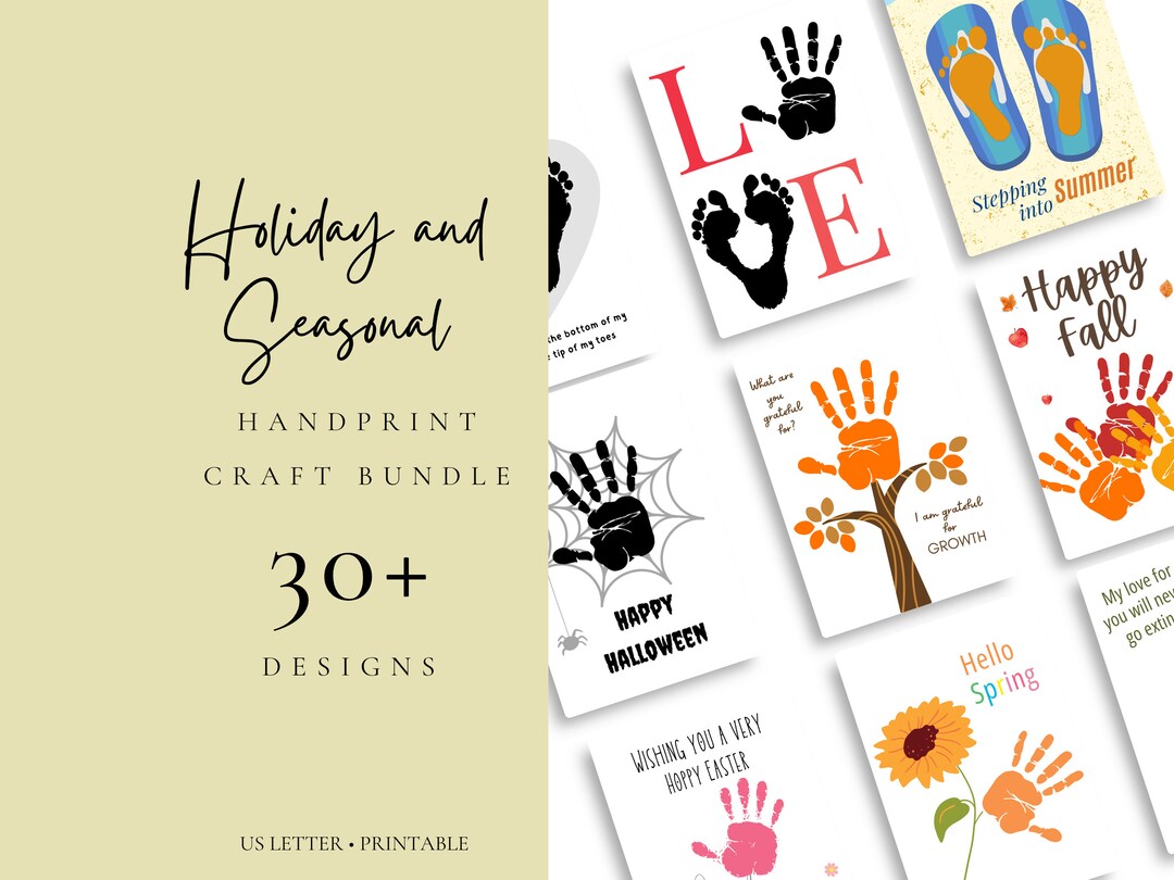 Printable Holiday Handprint Craft Bundle Seasonal Handprint Art ...
