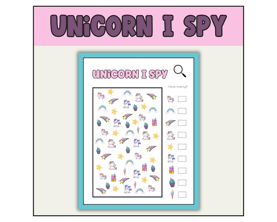 Unicorn I Spy Game: Printable Party Activity (digital Download) - Etsy