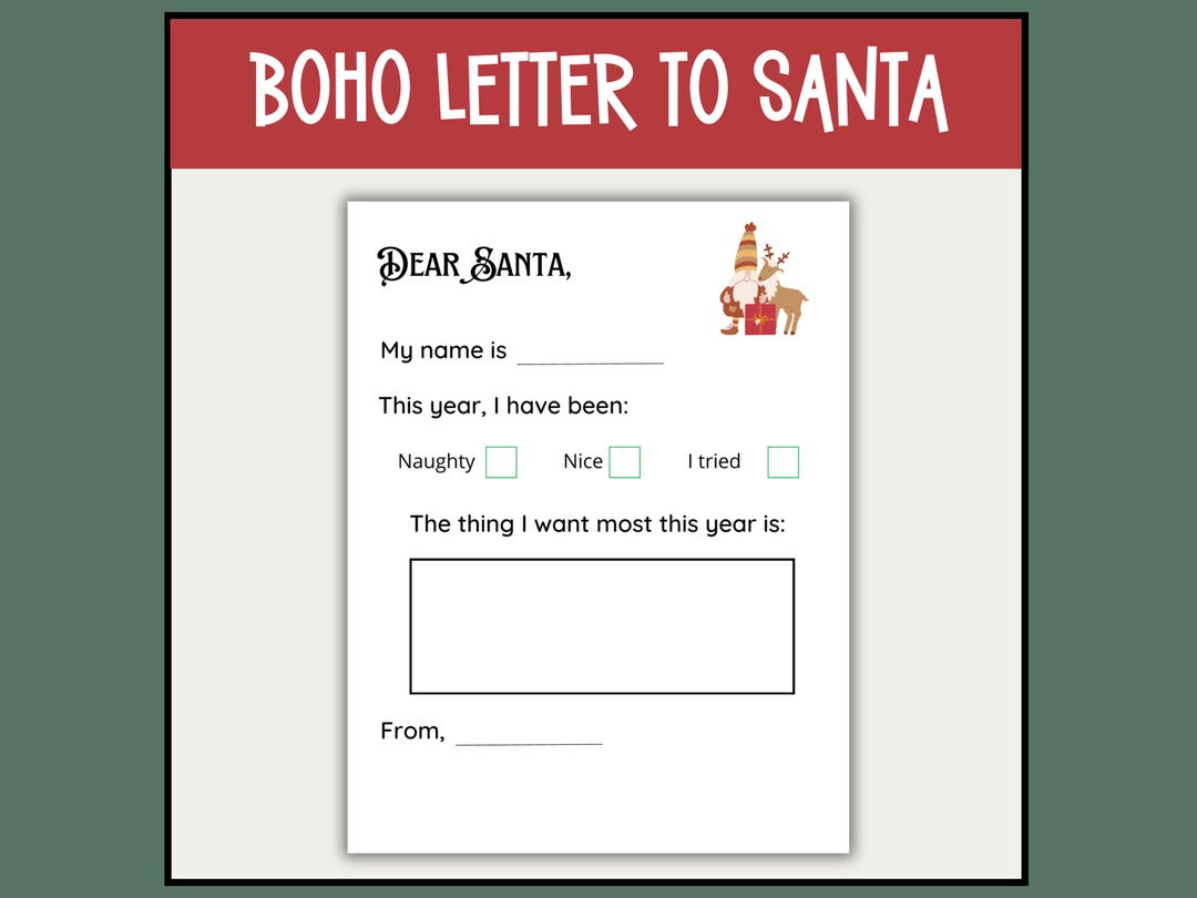Buy Boho Christmas Letter to Santa: Printable Wish List (PDF) Online in ...