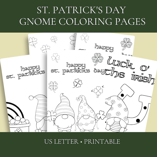 St Patricks Day Gnomes Coloring Pages - Etsy