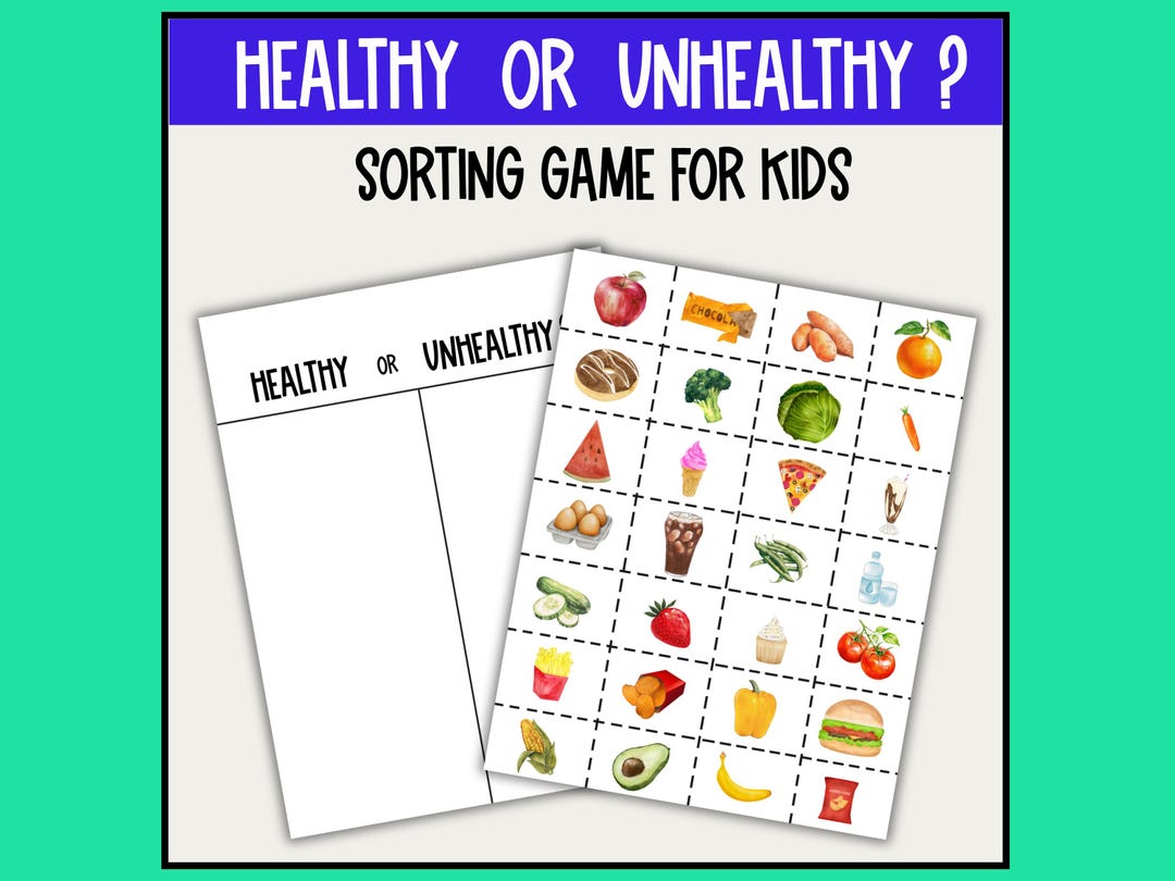 Healthy Vs Unhealthy Food Sorting Game: Printable Montessori Activity ...