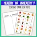 Healthy Vs Unhealthy Food Sorting Game: Printable Montessori Activity ...