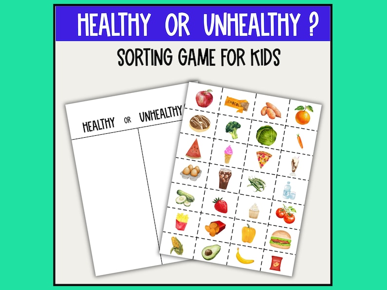 Healthy Vs Unhealthy Food Sorting Game: Printable Montessori Activity ...