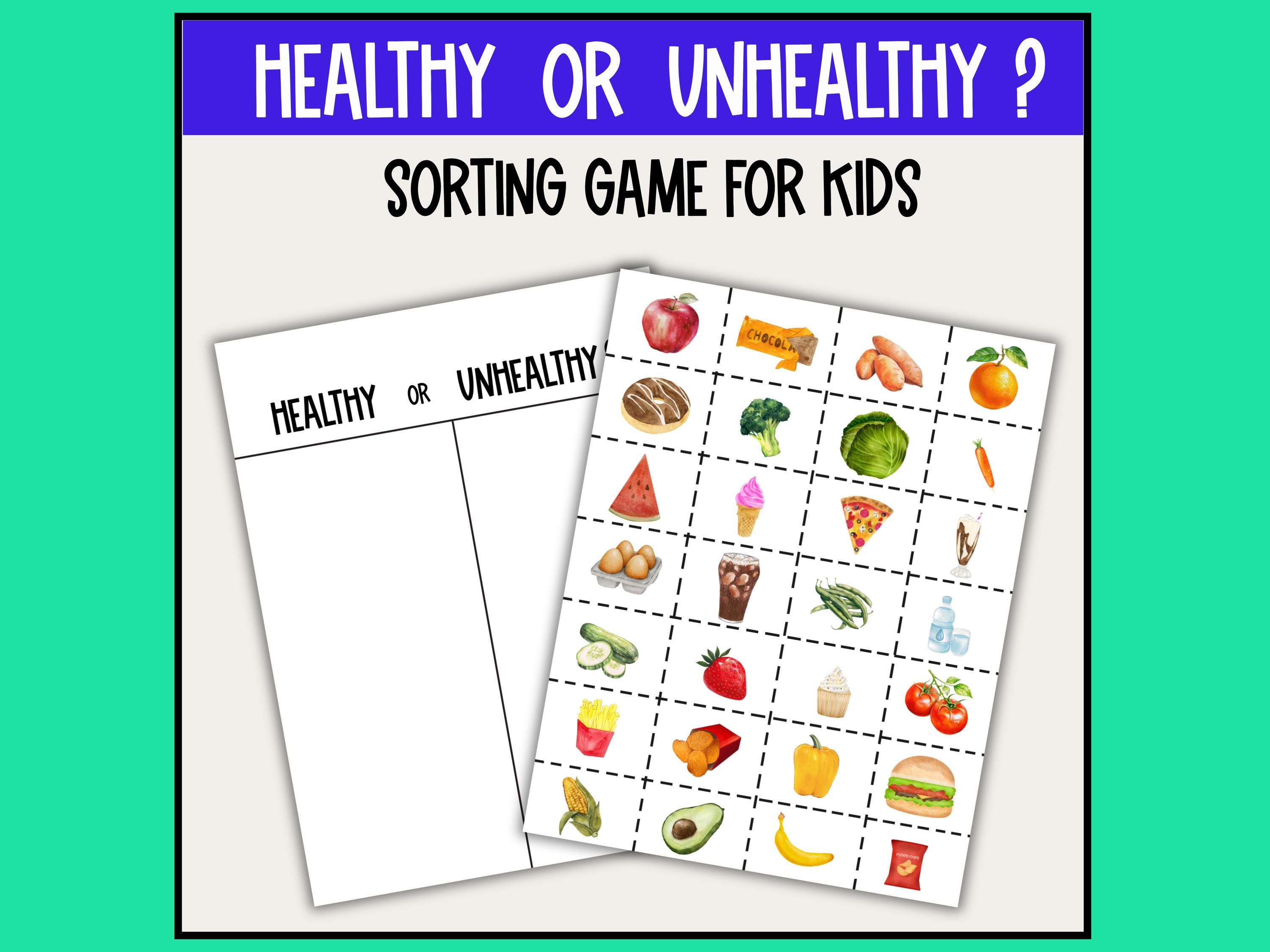 Healthy Vs Unhealthy Food Sorting Game: Printable Montessori Activity ...