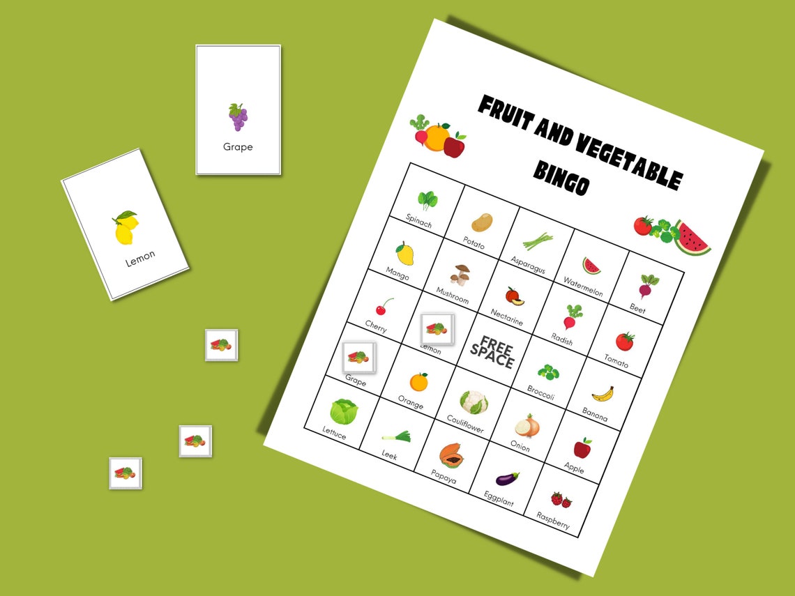 Printable Fruit and Vegetable Bingo Game | Food Bingo | Healthy Habits ...