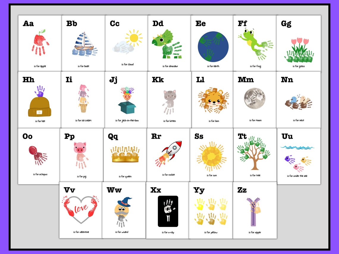 Alphabet Handprint Art Craft Bundle Handprint Alphabet Book Template ...