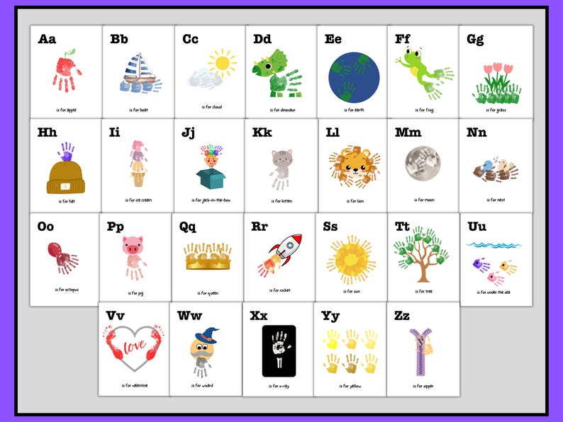 Alphabet Handprint Art Craft Bundle | Handprint Alphabet Book Template ...
