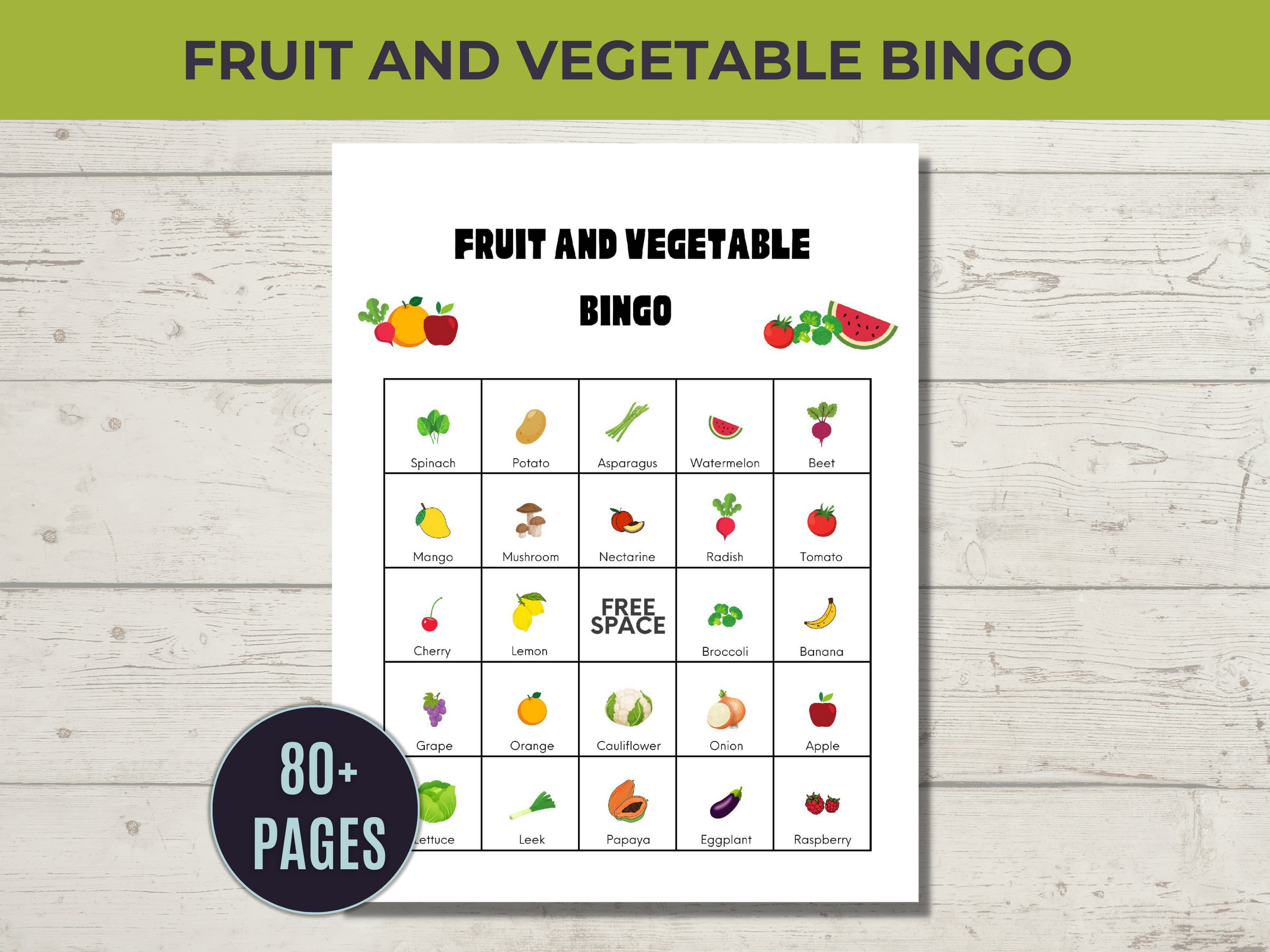 Printable Fruit and Vegetable Bingo Game Food Bingo Healthy Habits ...