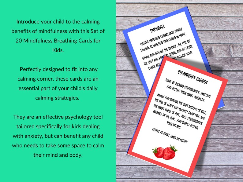 Set of 20 Mindfulness Breathing Cards for Kids | Mindful Cards ...
