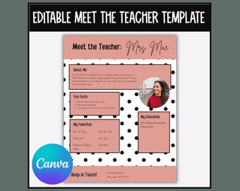 Editable Meet the Teacher Form Canva Template - Etsy