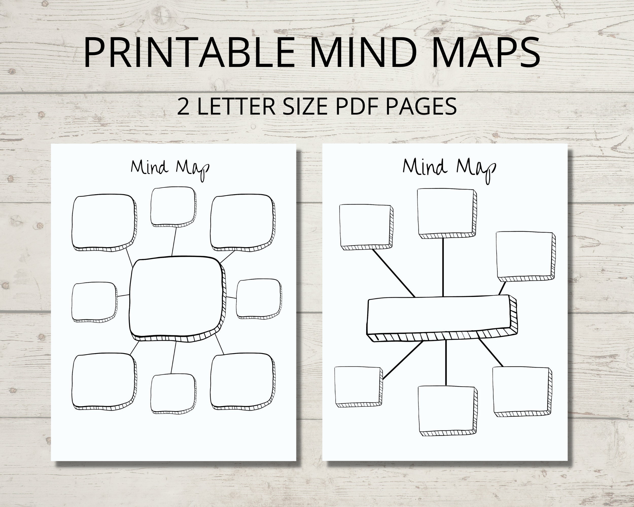 Printable Mind Map Planners Mind Map Templates Thought | Etsy UK
