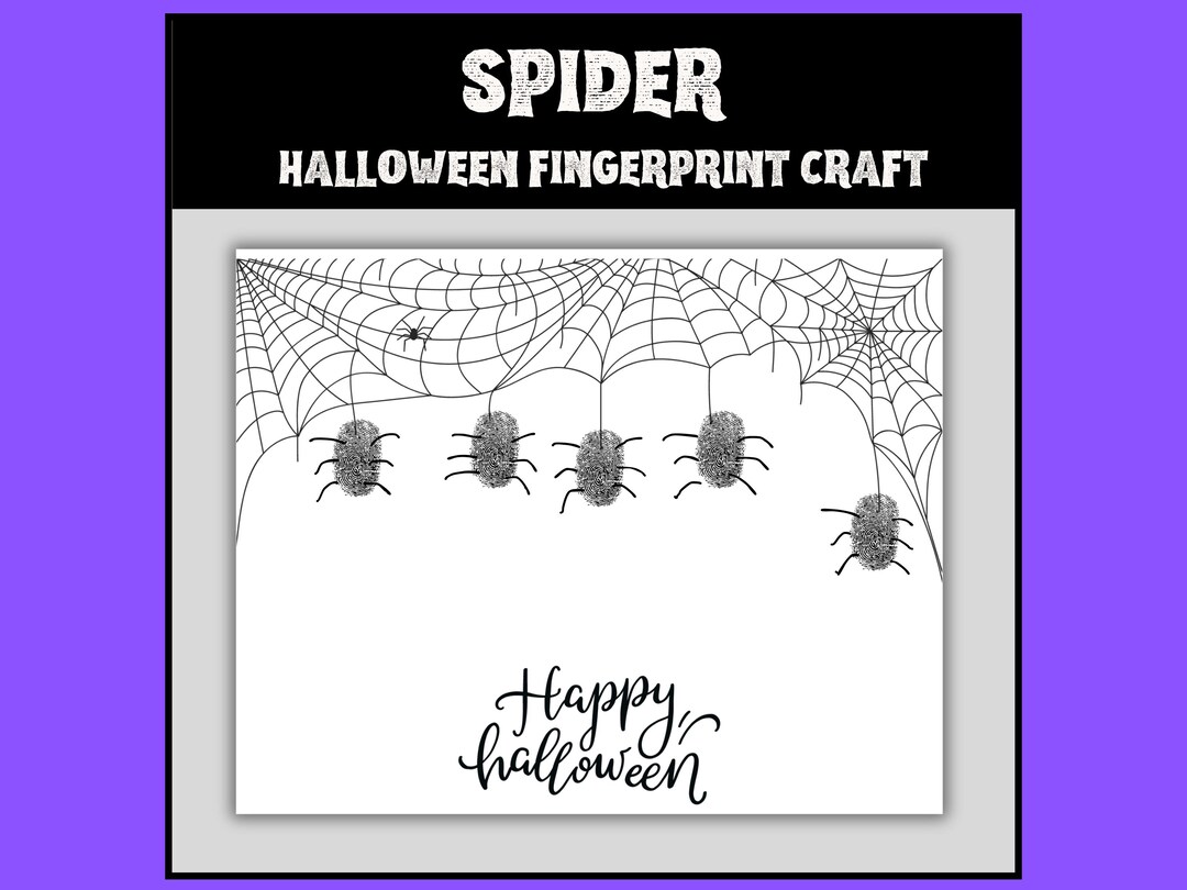 Spider Halloween Fingerprint Craft | Halloween Fingerprint Art | Pre K ...