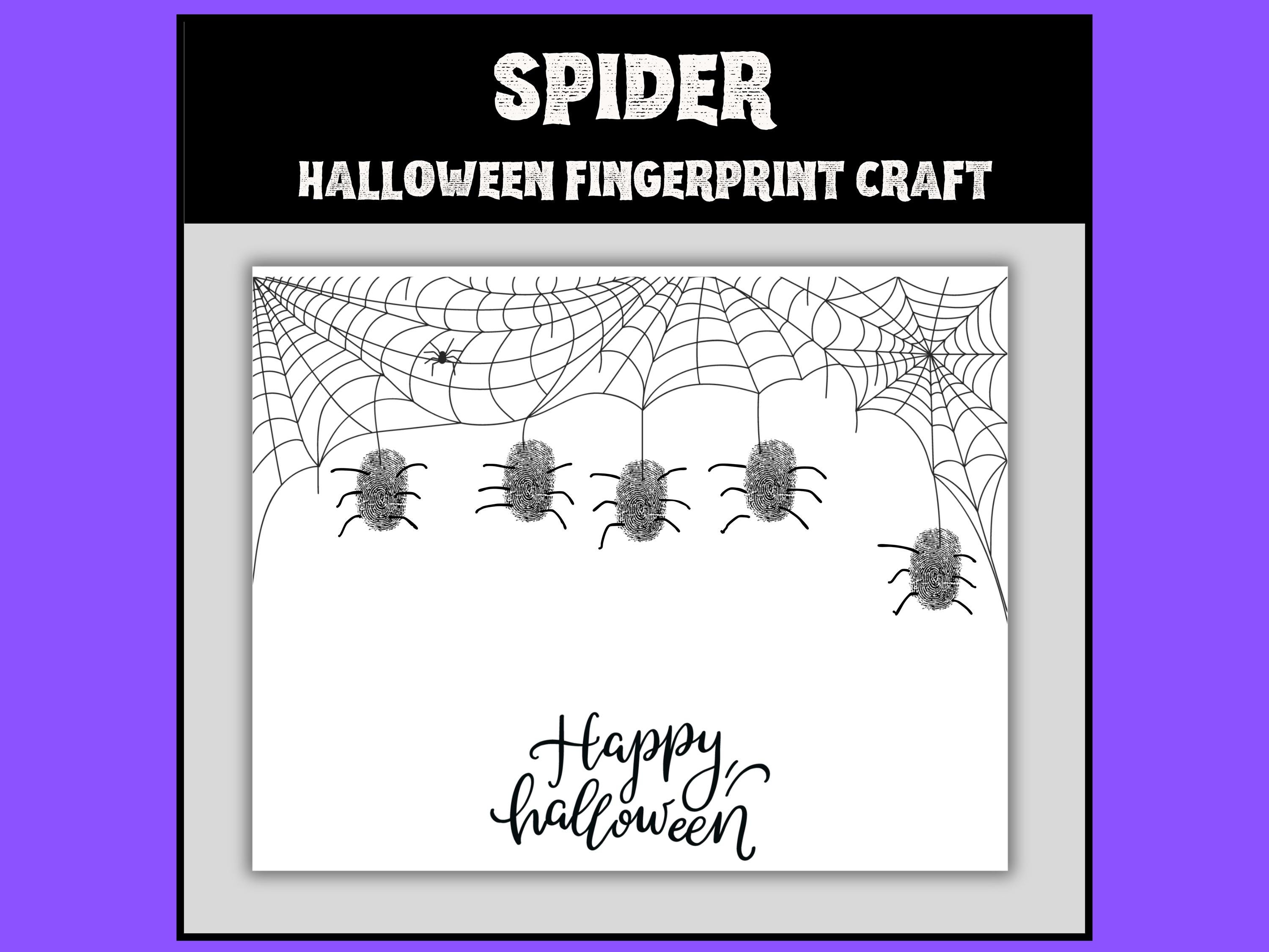 Spider Halloween Fingerprint Craft | Halloween Fingerprint Art | Pre K ...