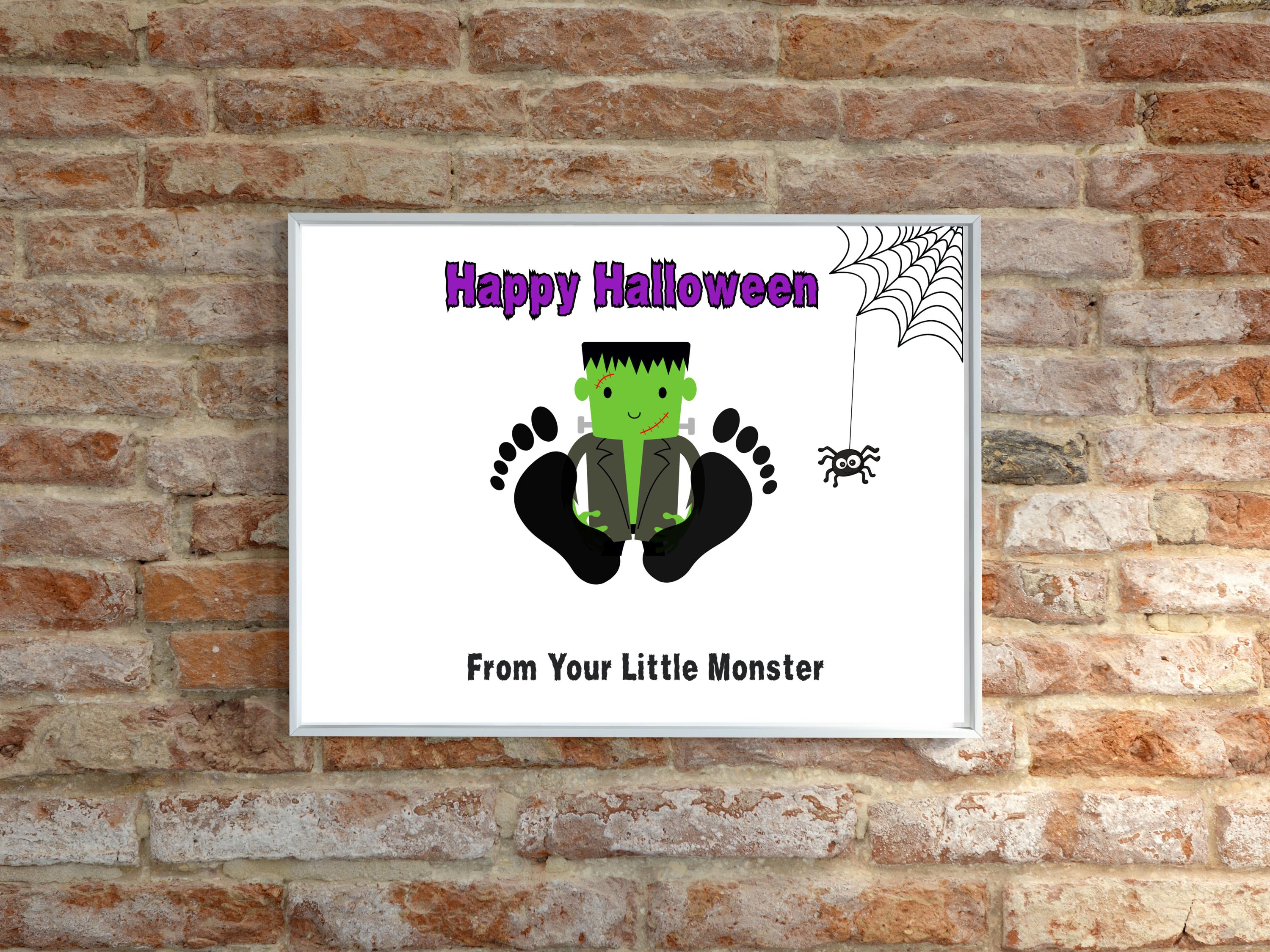 Frankenstein Halloween Footprint Craft | Halloween Footprint Art | Pre ...