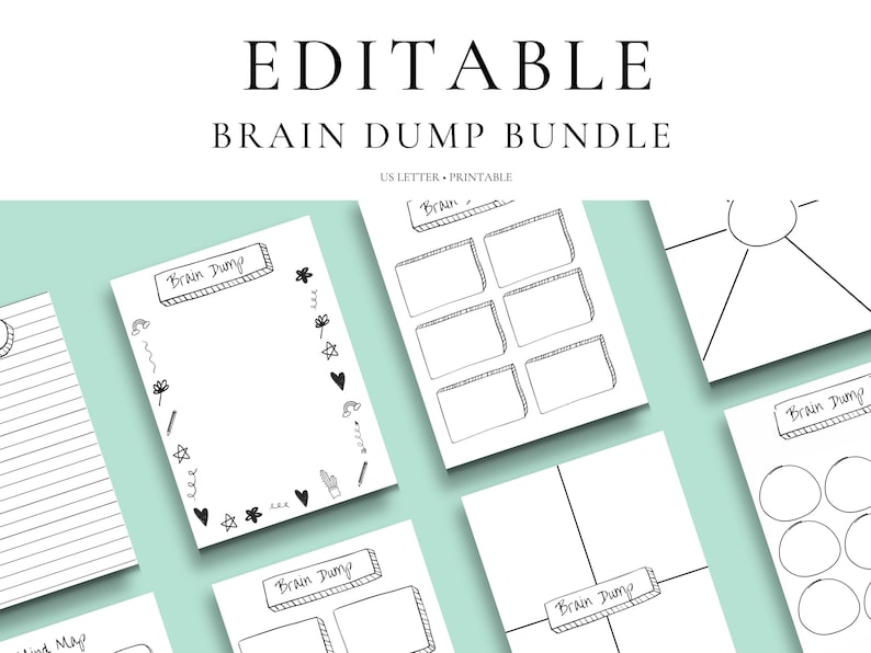 Editable Brain Dump Bundle | Fillable PDF | Thought Organizer | Brain ...