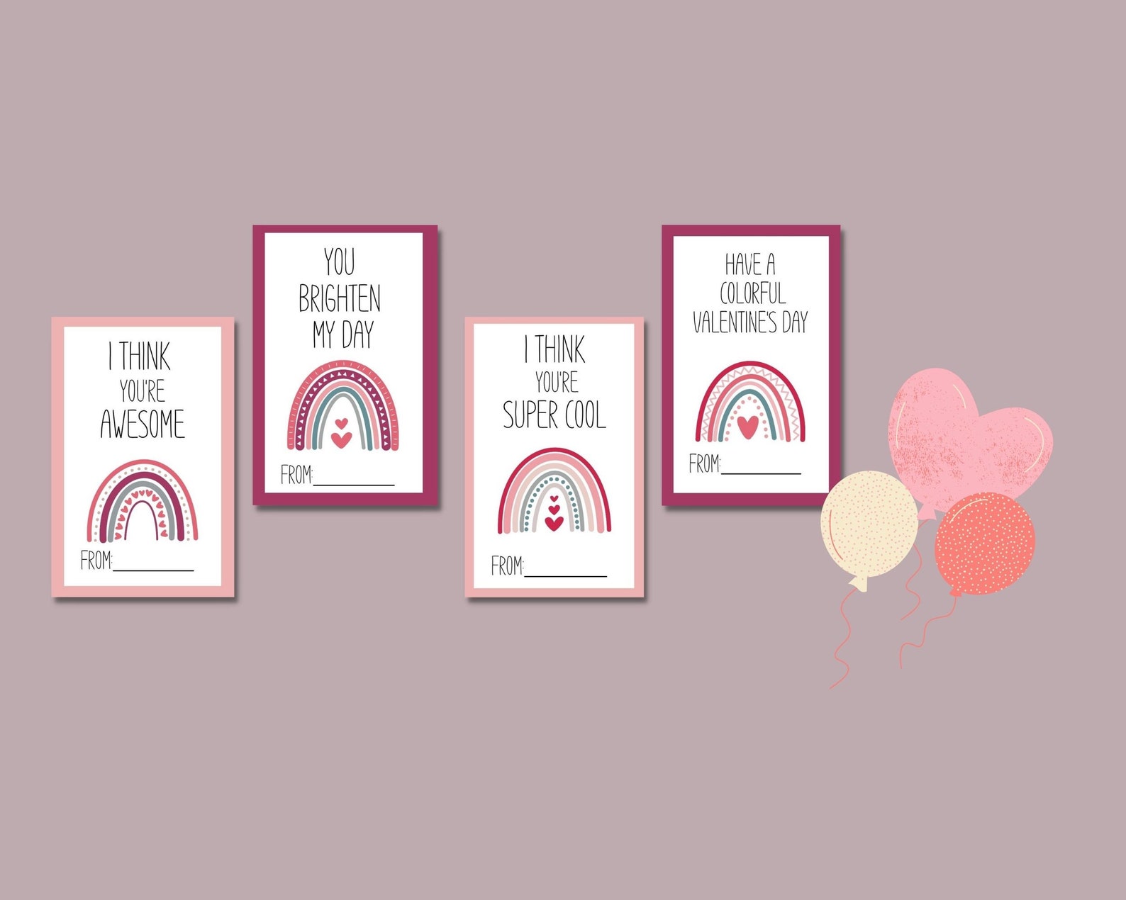 Printable Boho Rainbow Valentine Cards Kids Valentine Cards - Etsy