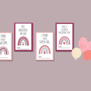 Printable Boho Rainbow Valentine Cards Kids Valentine Cards - Etsy