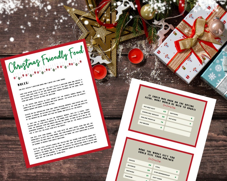 Printable Christmas Friendly Feud Game Holiday Party Game Fun Holiday ...