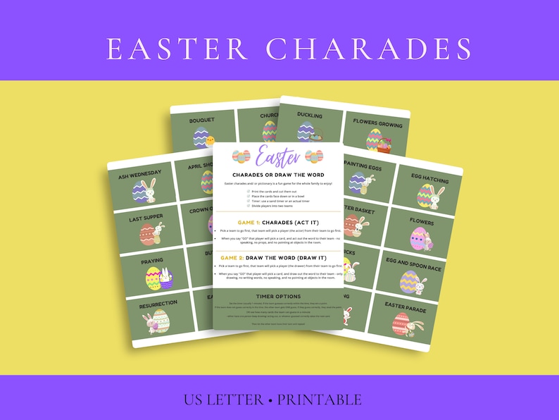 Printable Easter Charades & Pictionary Game (PDF) - Etsy