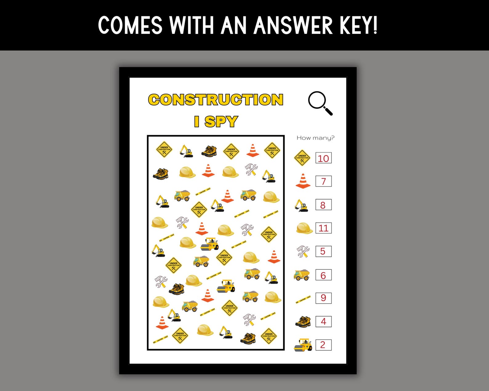 Construction I Spy Game: Printable Math Activity (digital Download) - Etsy