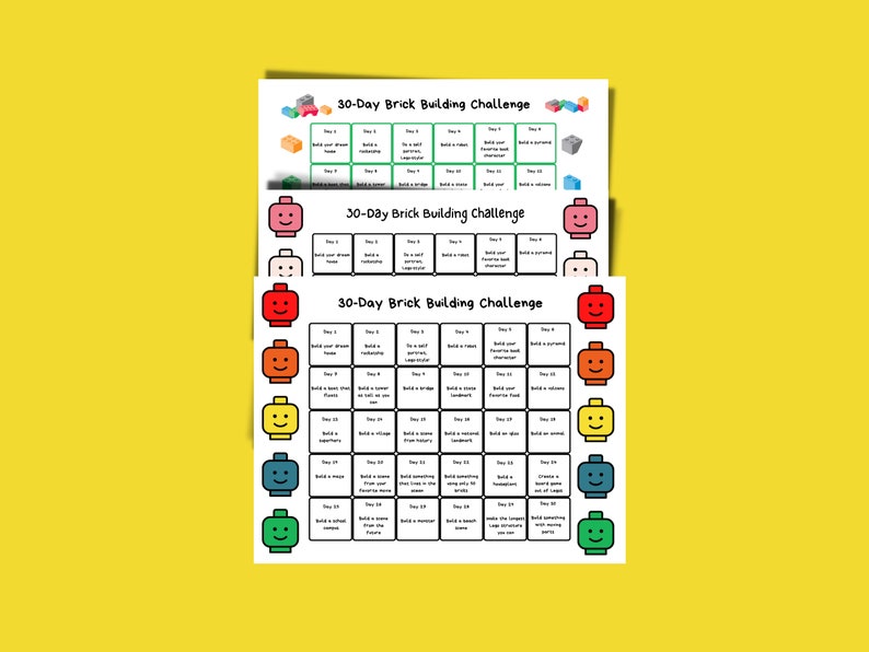 Printable Brick Building Challenge: Kid's STEM Activity (instant ...