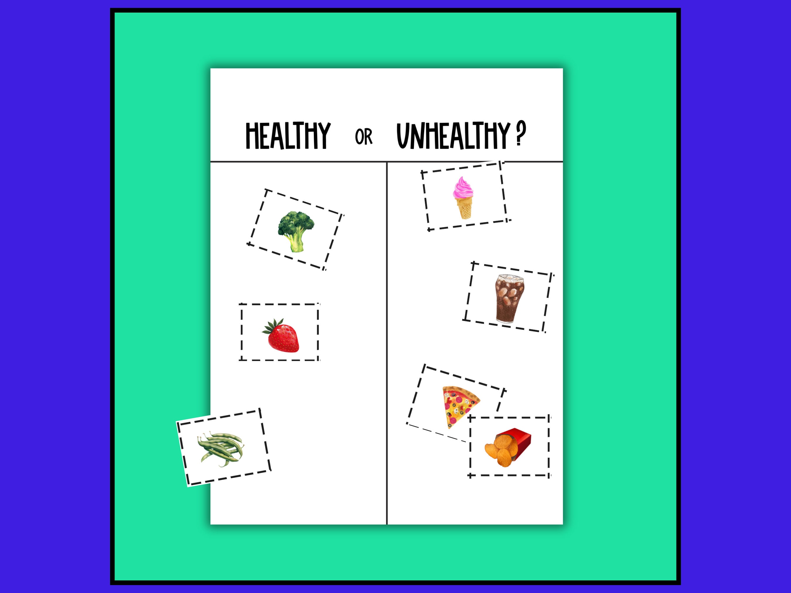 Healthy Vs Unhealthy Food Sorting Game: Printable Montessori Activity ...