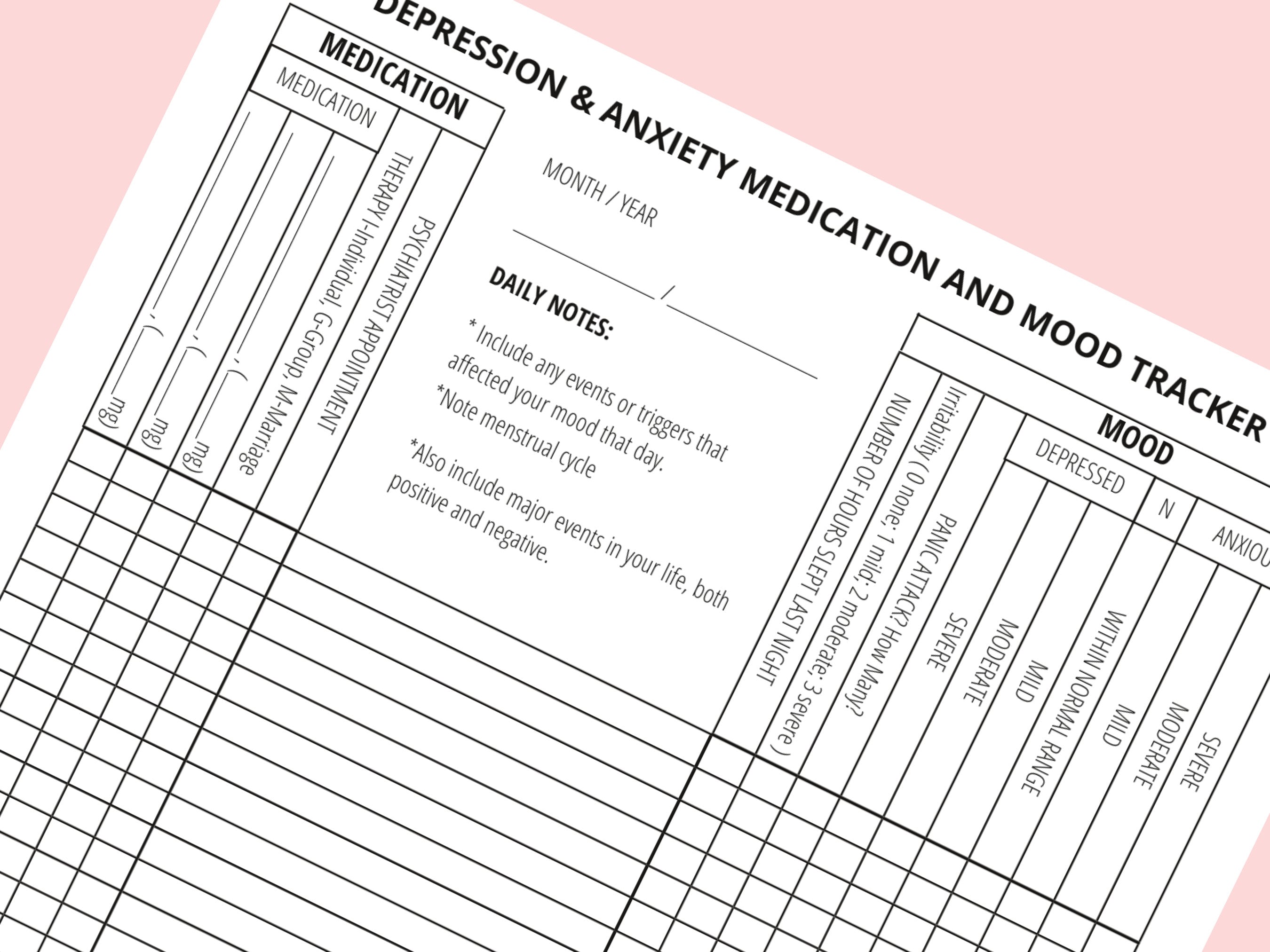 Printable Mood and Medication Tracker Bundle Mood Journal Medication ...