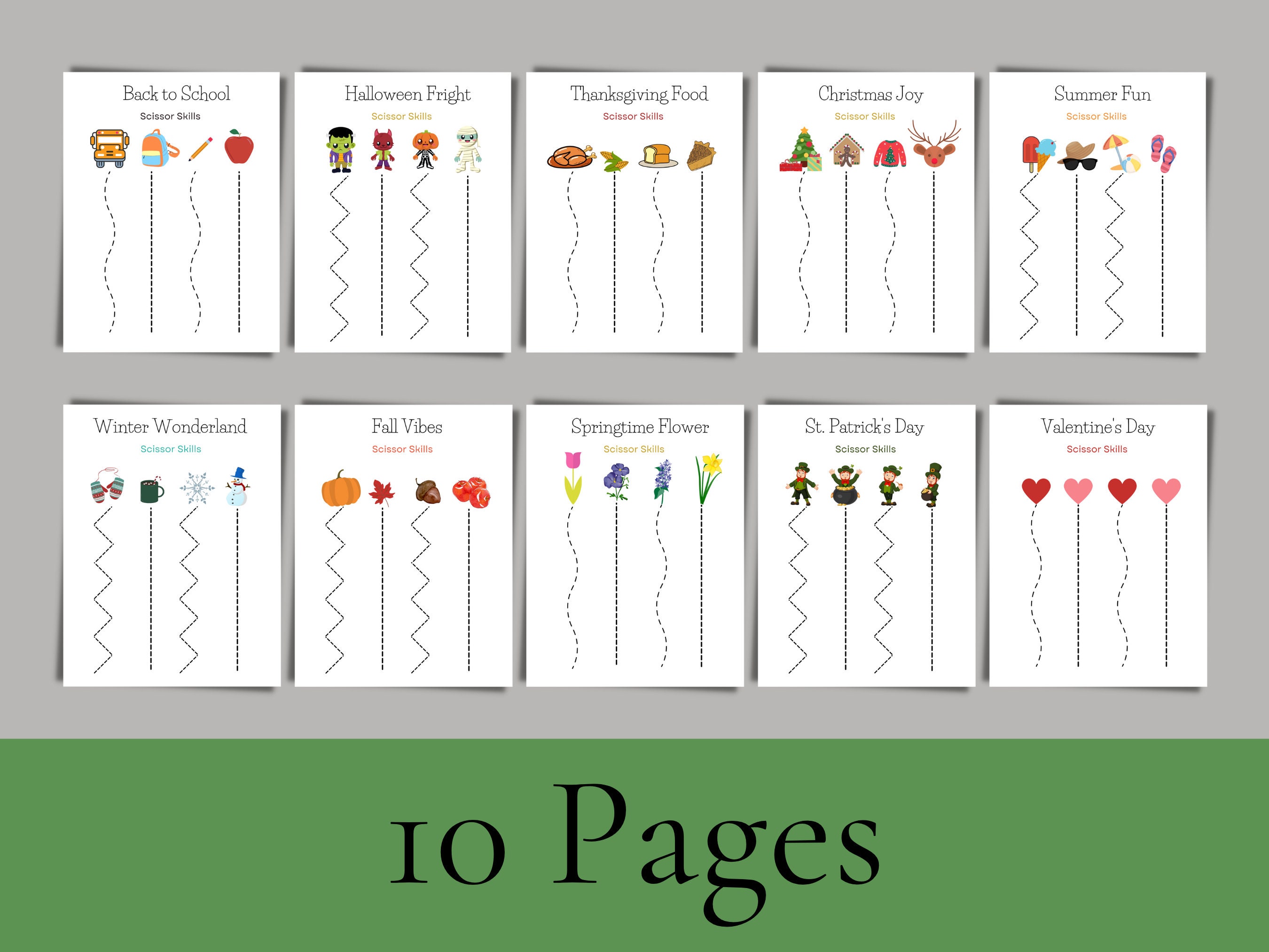 Printable Scissor Skill Worksheets for Kids | Cutting Sheets | Scissor ...