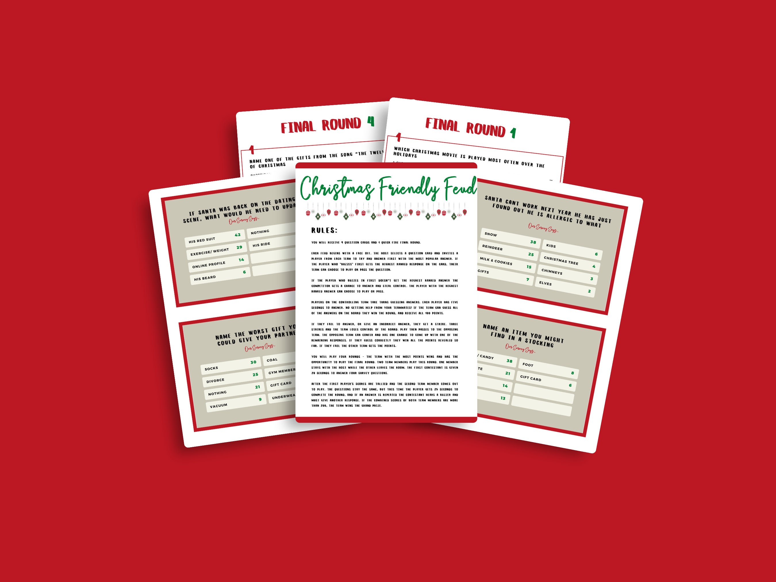 Printable Christmas Friendly Feud Game Holiday Party Game Fun Holiday ...